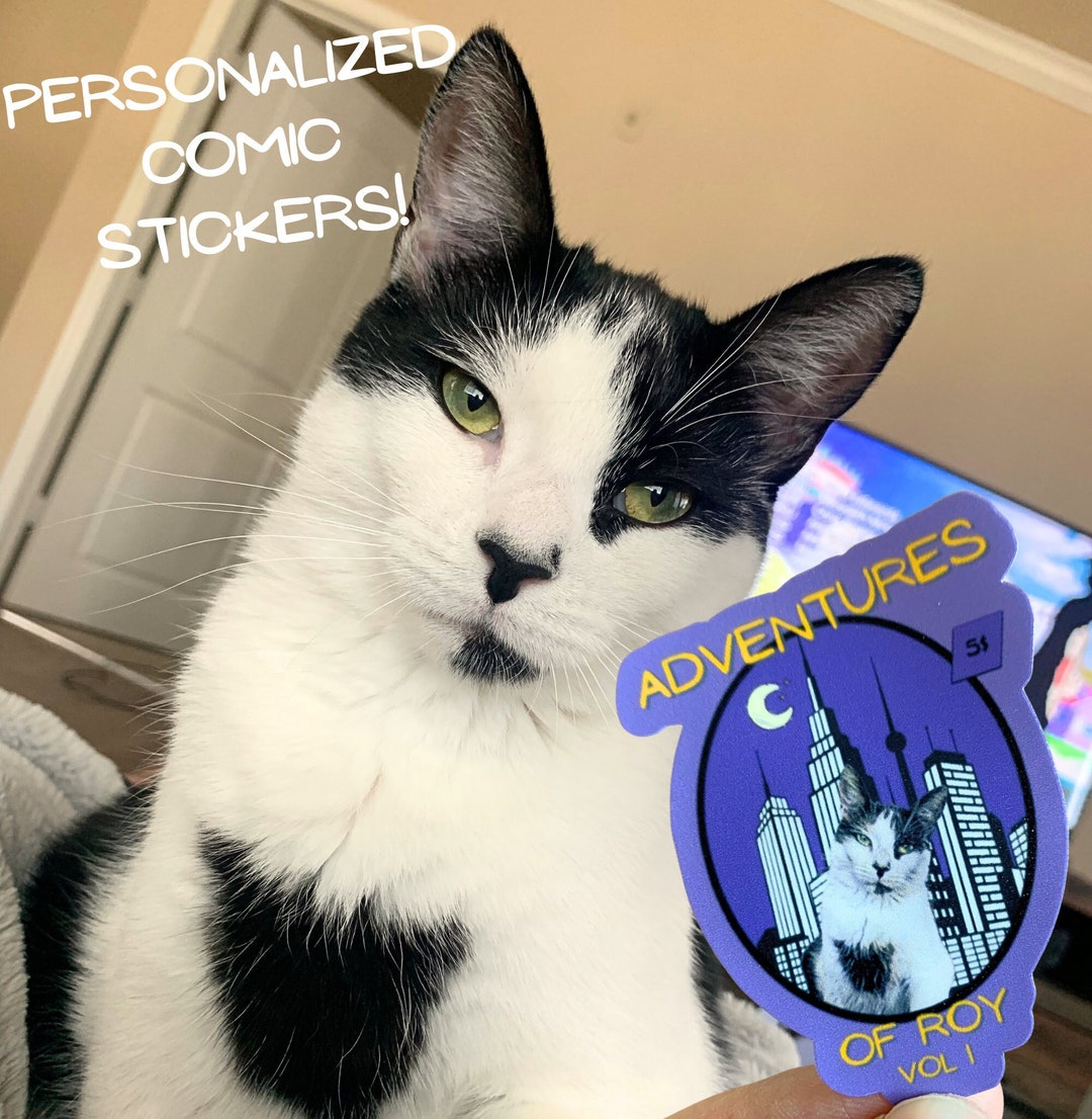 Comic Book Custom Die Sticker, Comic Book Cat/dog Sticker, Water Bottle ...