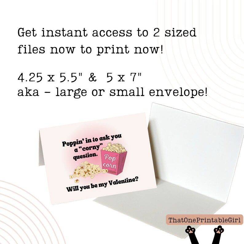 Cute Popcorn Valentine's Day Printable Card - Etsy
