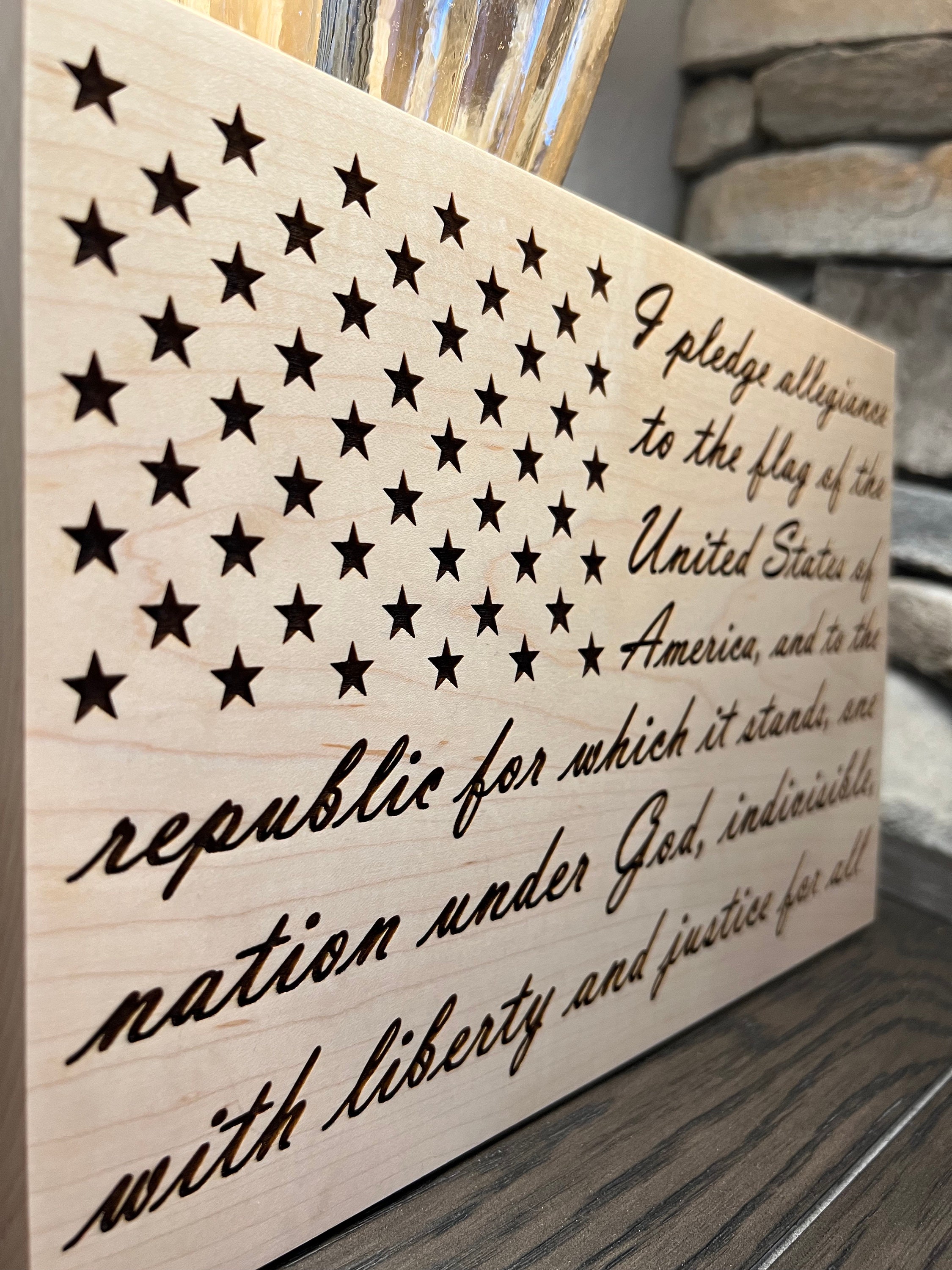 Wooden American Flag, Pledge of Allegiance, Pledge of Allegiance Sign ...