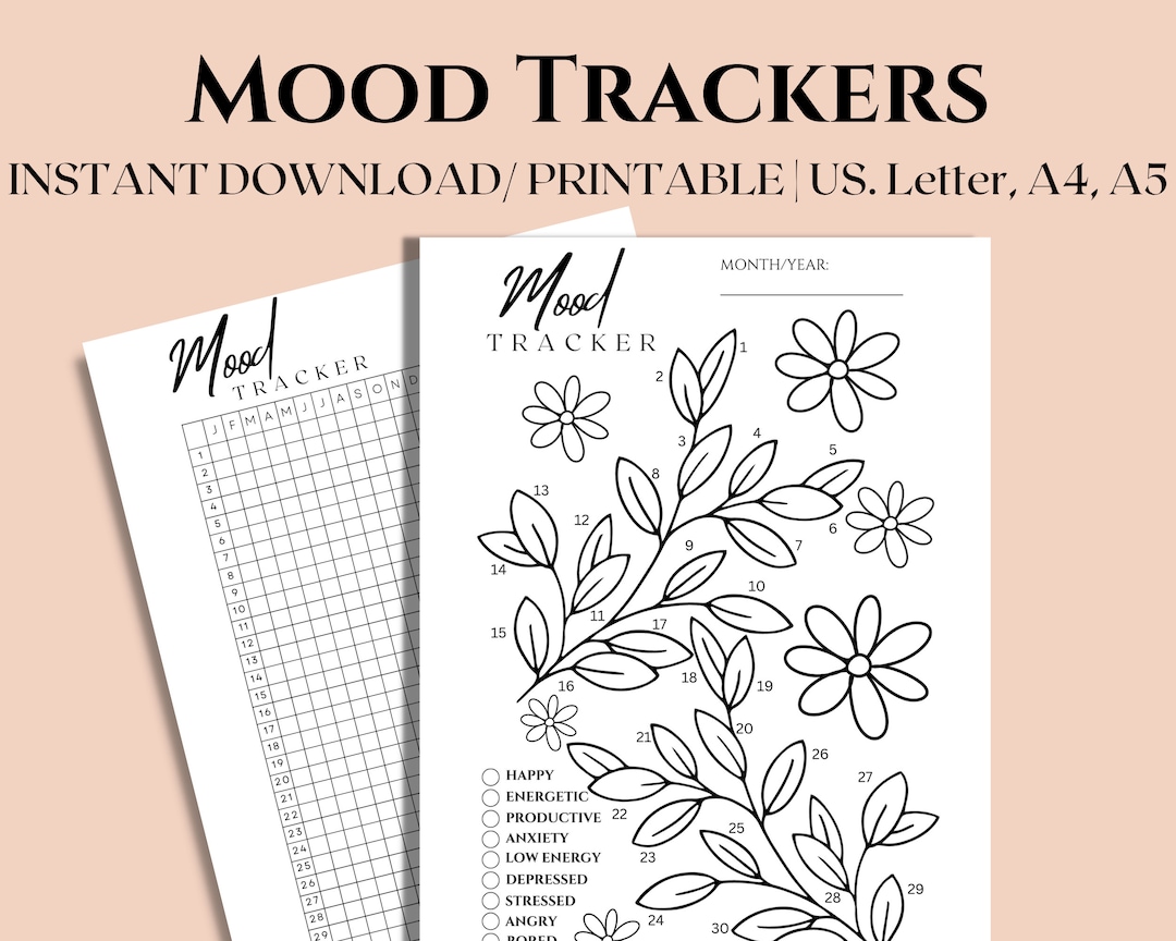 Mood Tracker Printable Templates Monthly Mood Tracker Coloring Yearly ...