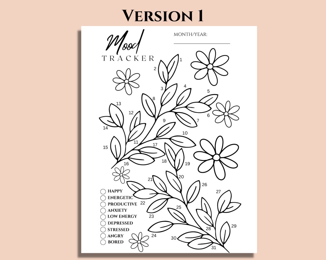 Mood Tracker Printable Templates Monthly Mood Tracker Coloring Yearly ...