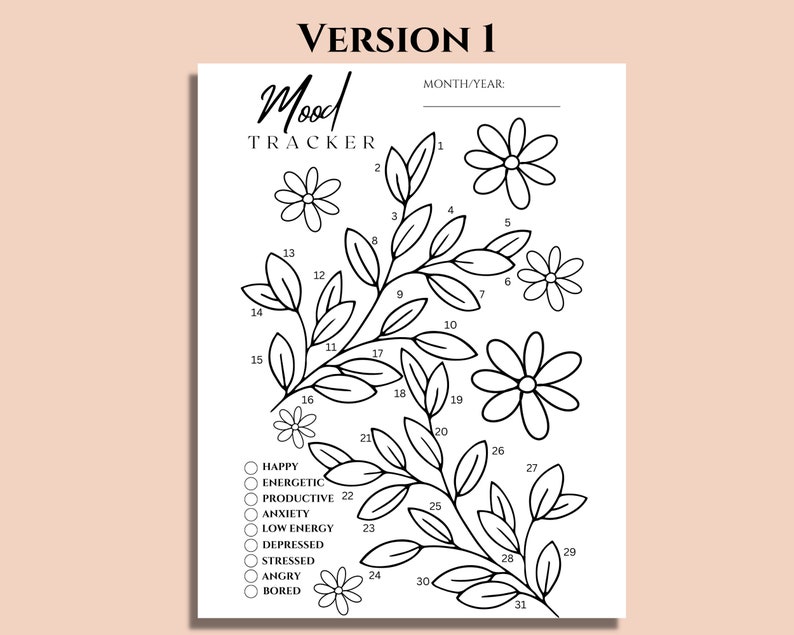 Mood Tracker Printable Templates Monthly Mood Tracker Coloring Yearly ...