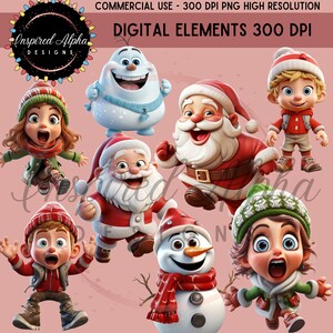 Digital Christmas Clipart Bundle 75 PNG Files of Santa's, Elves ...