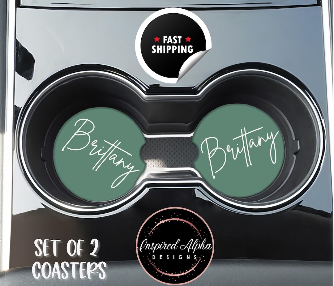 Personalized Ceramic Car Coasters Set of 2, Custom Name Car Accessories ...
