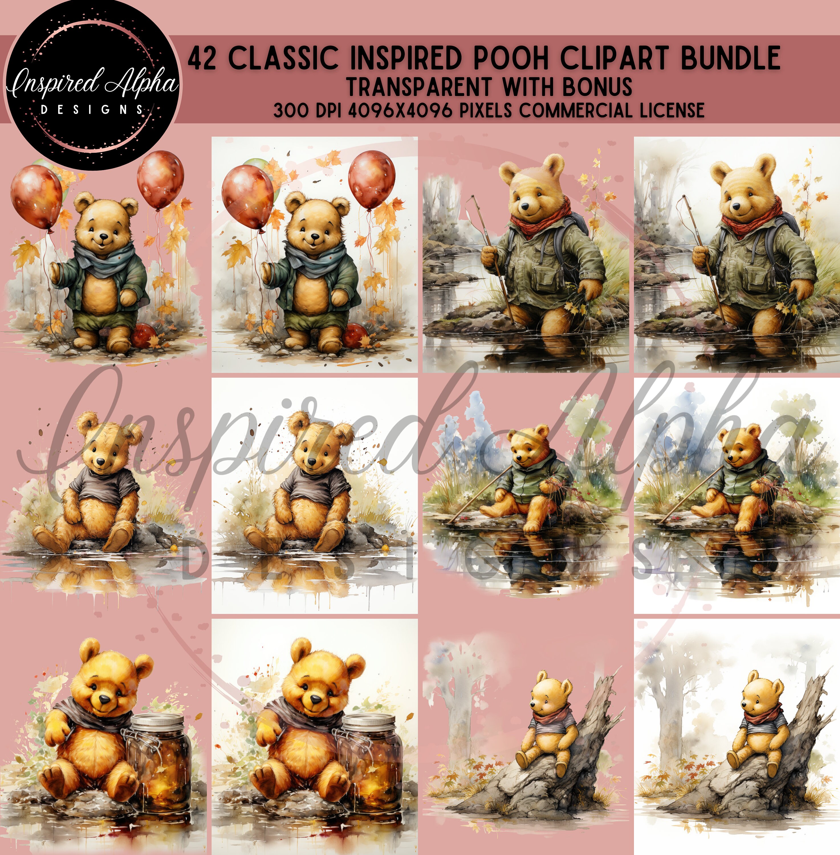Classic Winnie the Pooh Inspired Clipart Bundle 42 - Etsy Canada