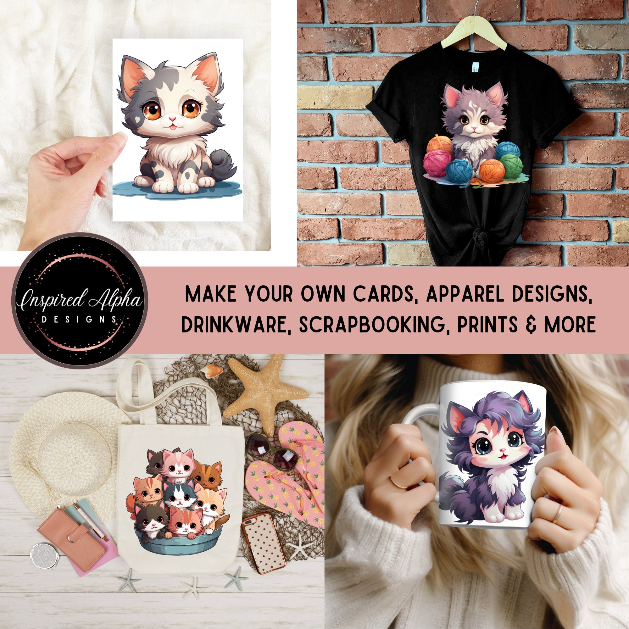 Cute Chibi Cartoon Cat Clipart Bundle 24 Original Designs - Etsy
