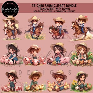Chibi Style Barn Yard Clipart Bundle - 75 Farm Inspired Designs ...