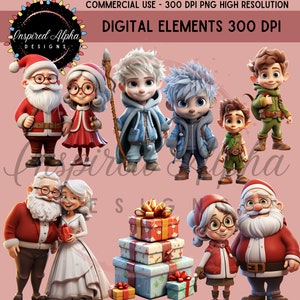Digital Christmas Clipart Bundle 75 PNG Files of Santa's, Elves ...