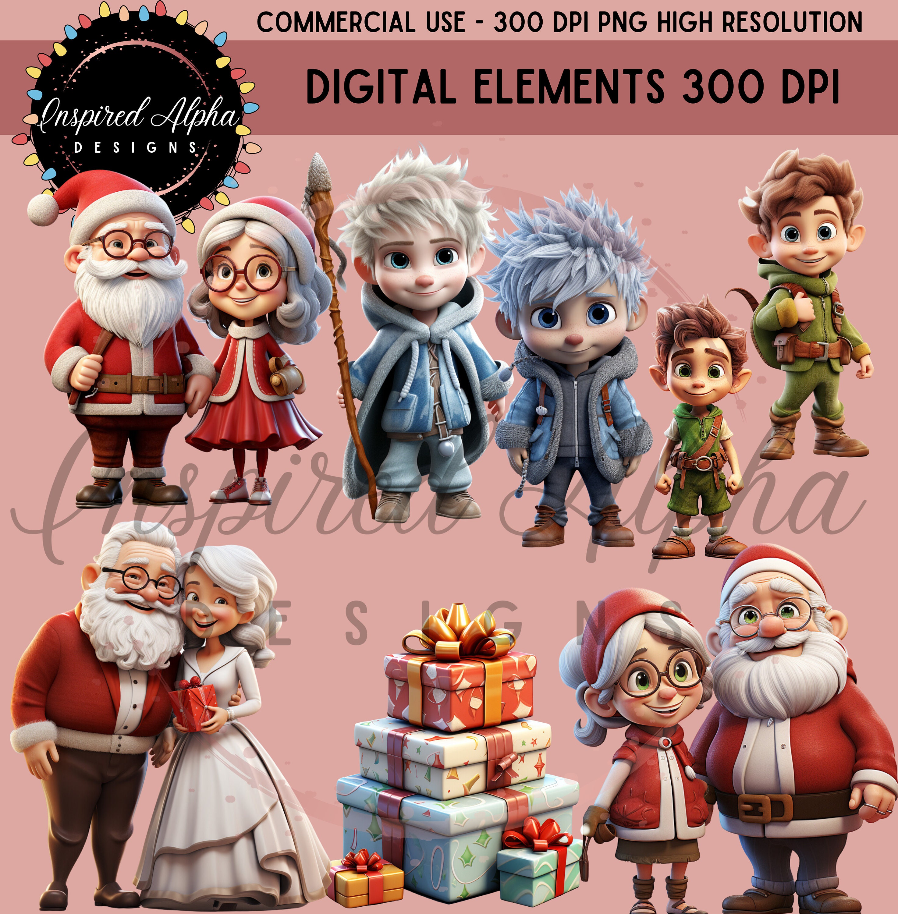 Digital Christmas Clipart Bundle 75 PNG Files of Santa's - Etsy Australia