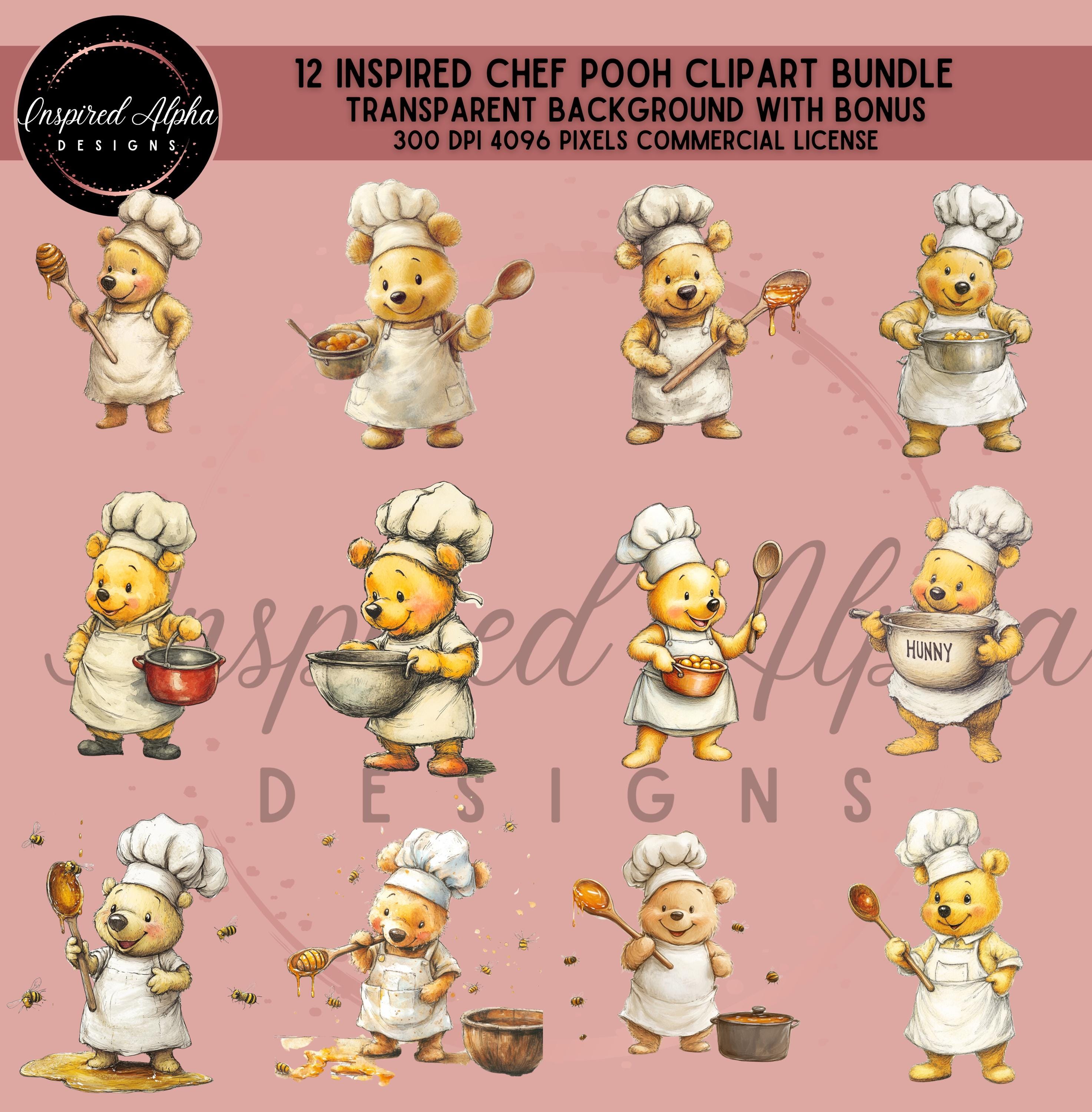 Winnie the Pooh Chef Clipart Bundle: 12 Cooking Designs (PNG Files) - Etsy