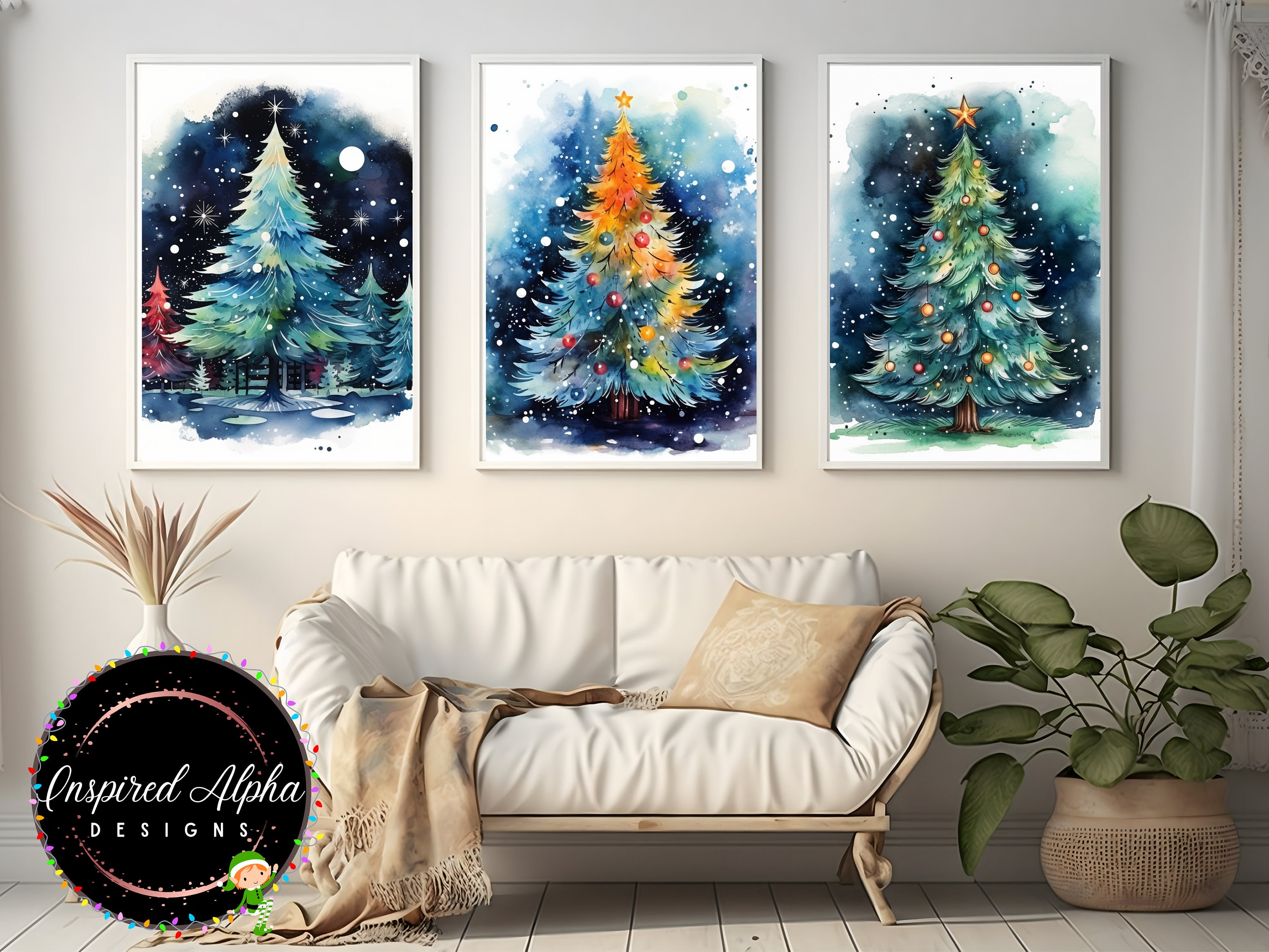 Watercolor Christmas Tree Clipart Bundle 24 Unique Designs - Etsy