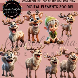 Digital Christmas Clipart Bundle 75 PNG Files of Santa's, Elves ...