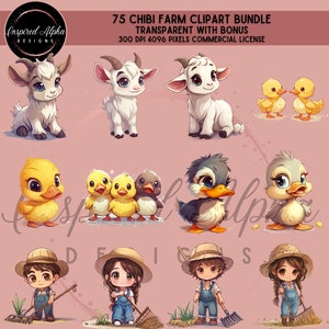 Chibi Style Barn Yard Clipart Bundle - 75 Farm Inspired Designs ...