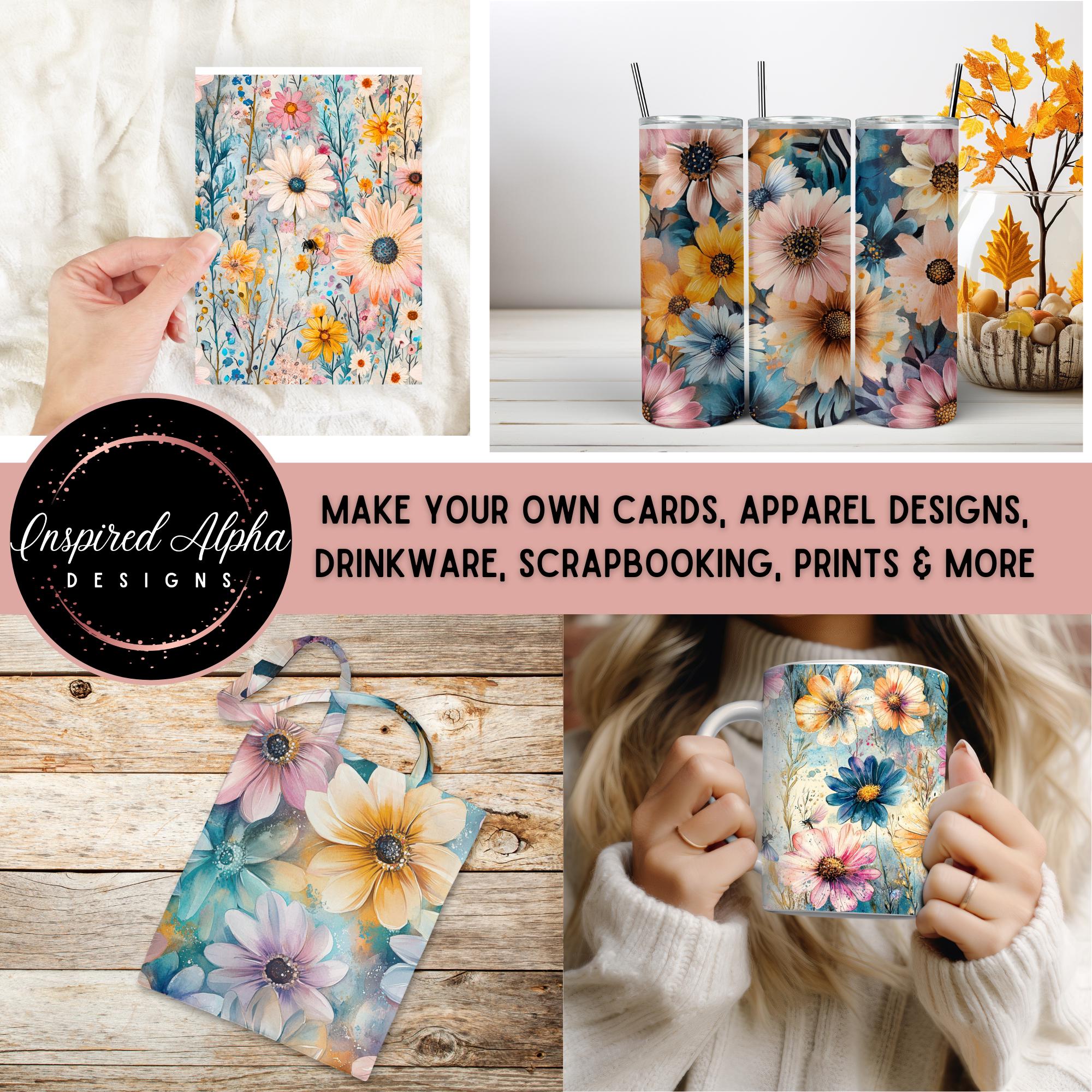 Watercolor Wildflower Digital Paper: Seamless Floral PNG Bundle ...