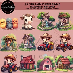 Chibi Style Barn Yard Clipart Bundle - 75 Farm Inspired Designs ...
