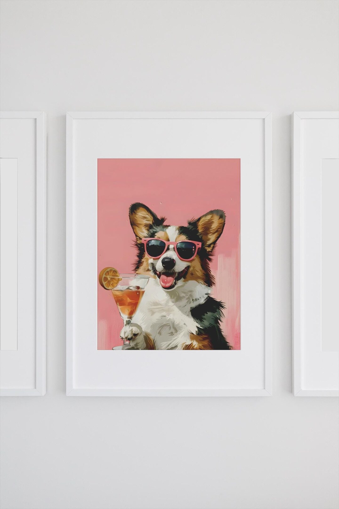 Charming Corgi With Martini: Quirky Canine Art Eclectic Vibe Maximalist ...
