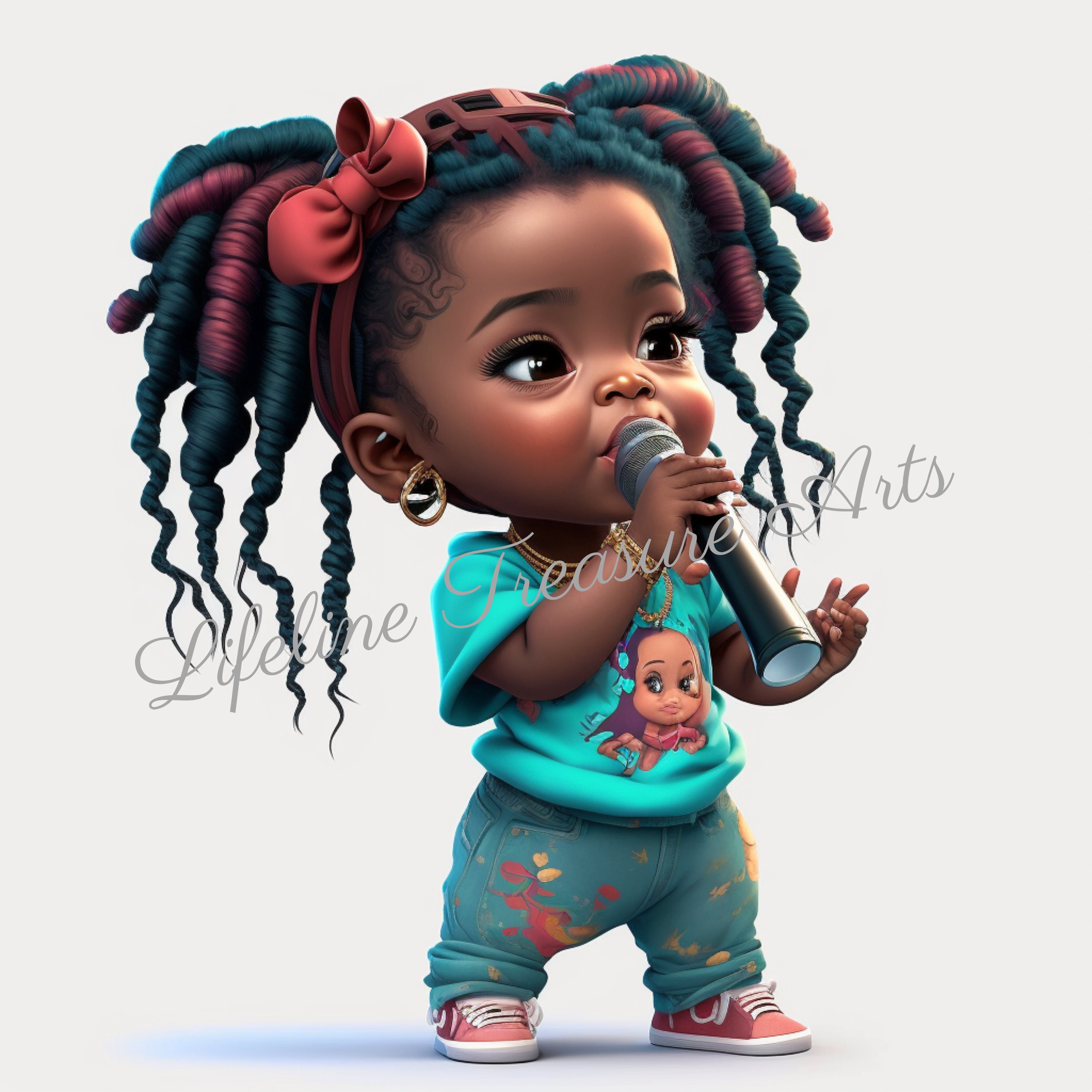 Perfect Gift Digital Art Lovers Cute Black Baby Singer Digital Artwork ...