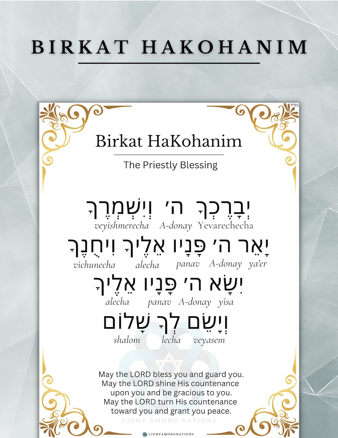 Birkat Hakohanim the Priestly Blessing Jewish Prayer Hebrew - Etsy
