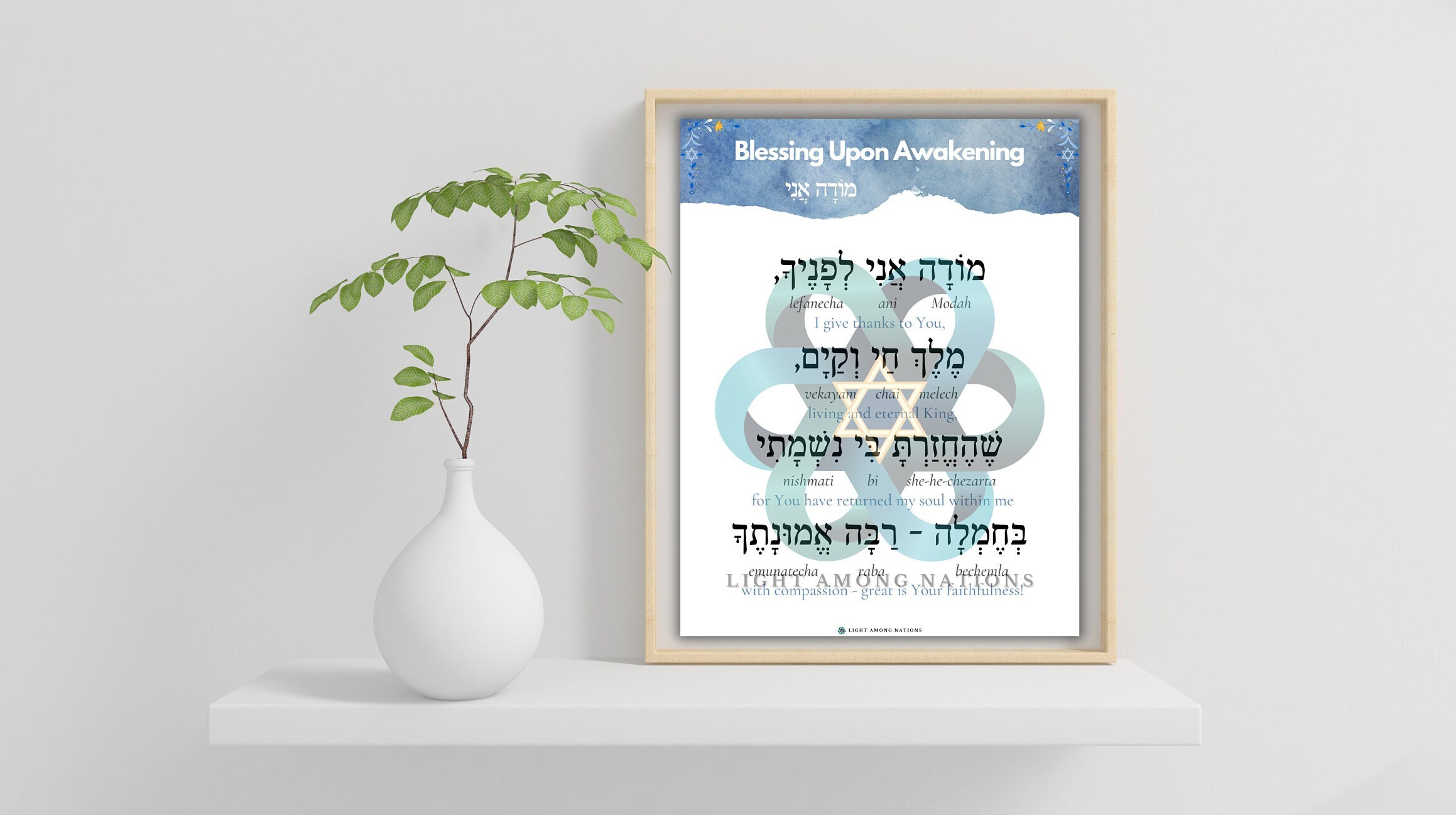 Modah Ani, Blessing Upon Awakening, Jewish Prayer, (female Version) - Etsy