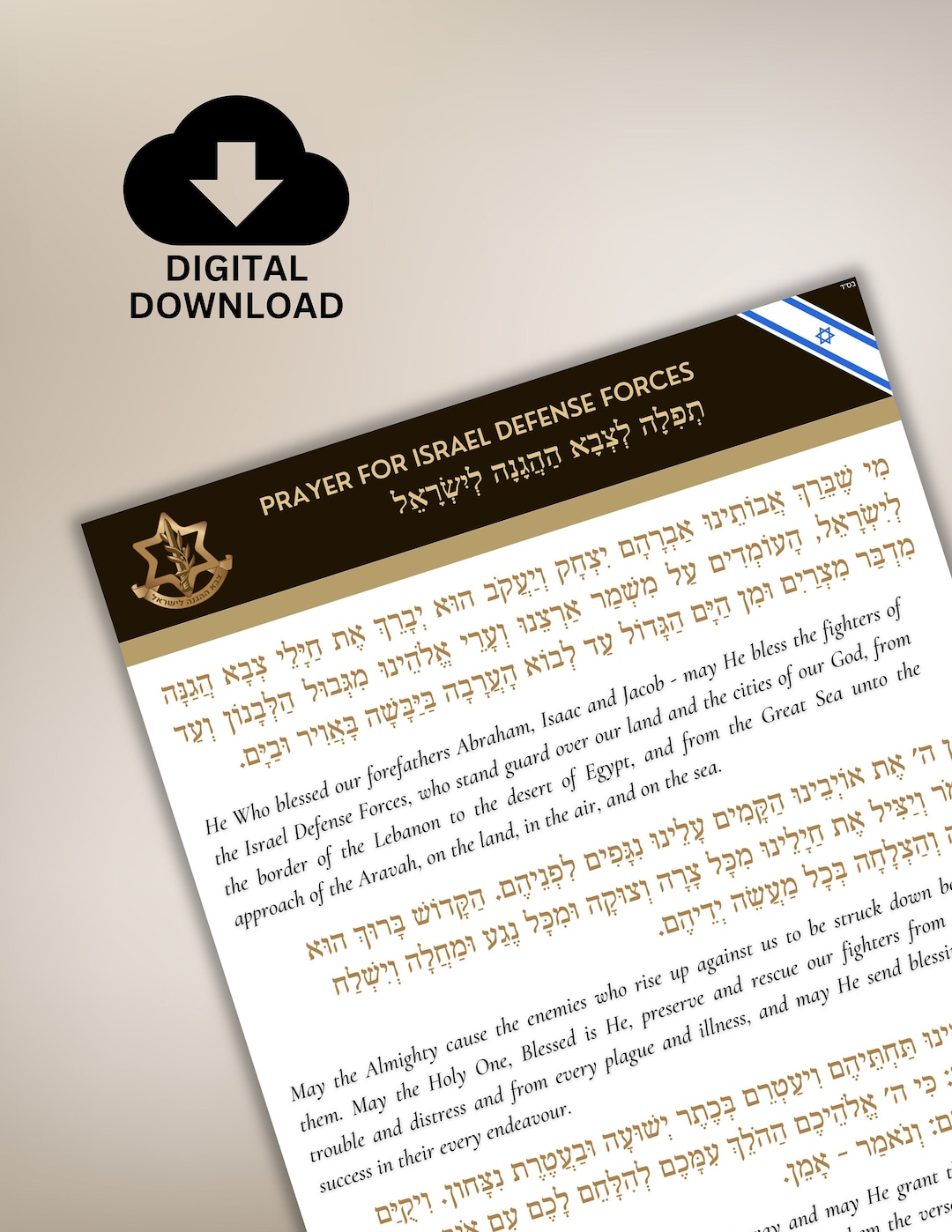 Prayer for Israel Defence Forces, IDF Blessing, Mi Sheberach, Tzahal ...