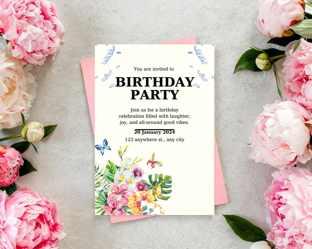 Cute Birthday Card, Floral Theme, Handmade Greeting Card, Customizable ...