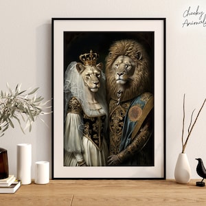 Aristocratic Lion Couple, Funny Animal Art, Renaissance Painting, Mr ...