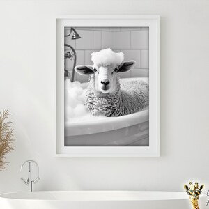Funny Sheep Bathroom Wall Art, Bundle of 3, Funny Bathroom Prints, Sheep in Bathrobe, Sheep ...
