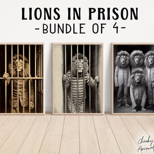 Animals in Jail in Prison Suits, Bundle of 35, Funny Vintage Animal ...
