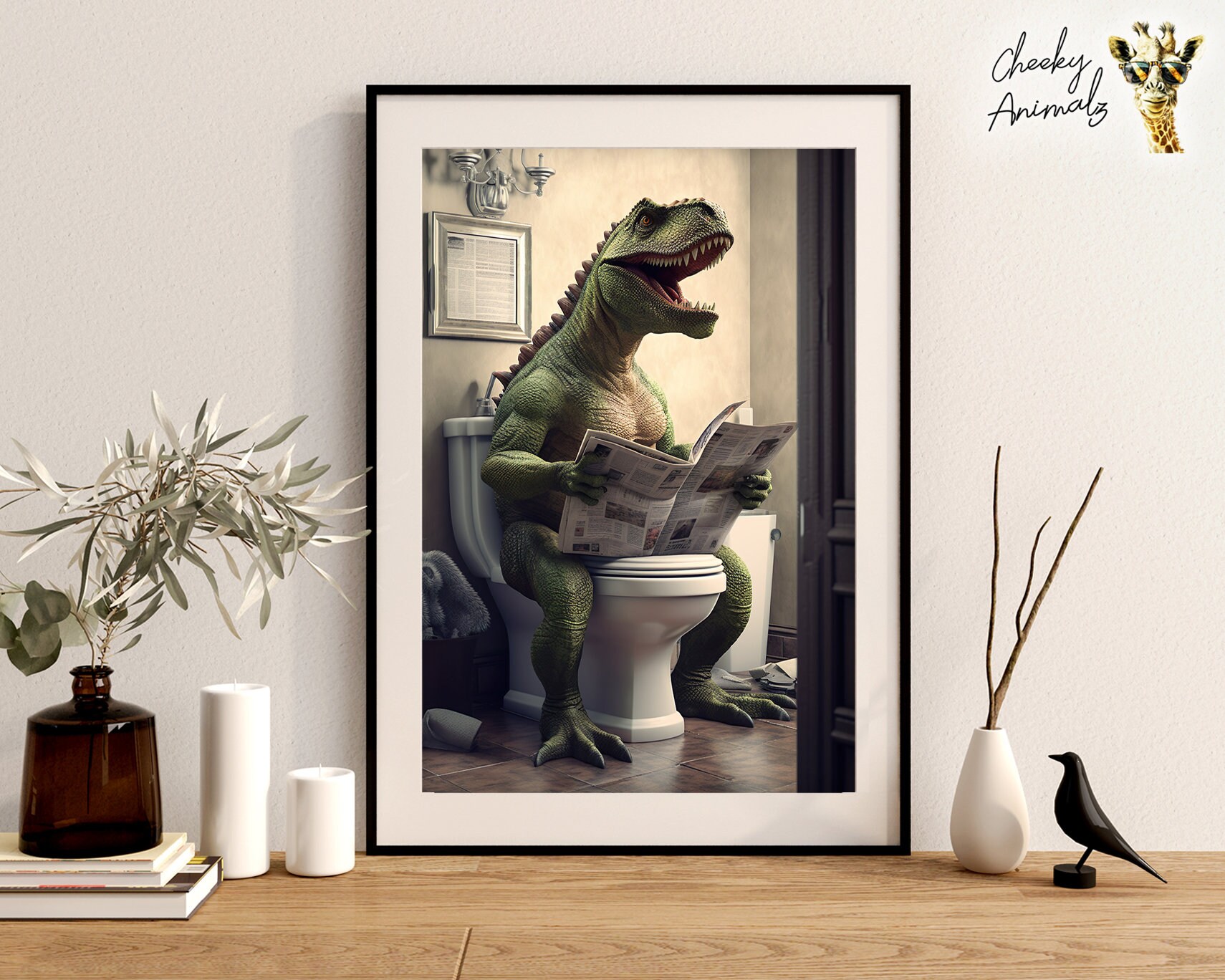 T-rex Sitting on the Toilet Reading a Newspaper Bundle of 3 - Etsy ...