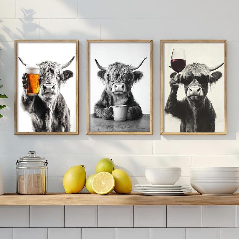 Vintage Cow Kitchen Art - Etsy UK