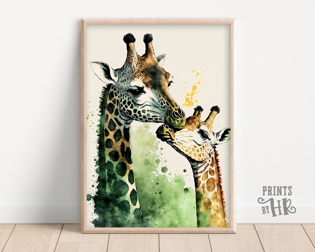 Mama and Baby Giraffe Watercolor Print: Nursery Decor (digital Download ...