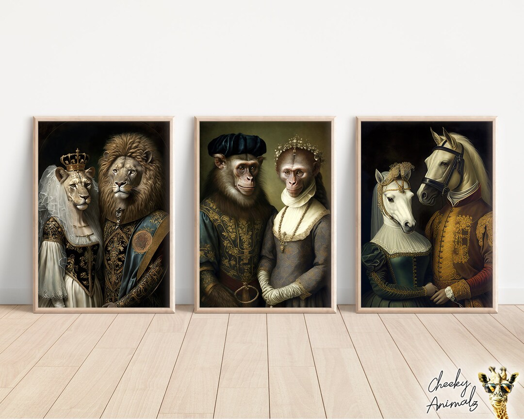 Renaissance Animal Couples Art Print Set: Funny Mr. & Mrs. Portraits ...