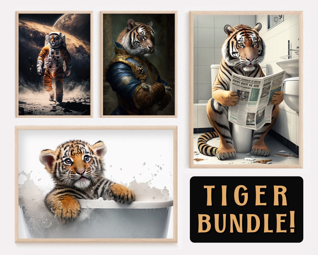 Funny Tiger Bundle, Funny Printable Animal Wall Art Decor, Astronaut ...