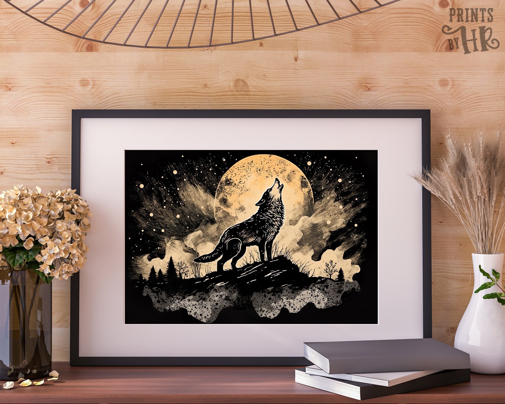 Wolf Howling at the Moon Stylish Animal Art Animal - Etsy