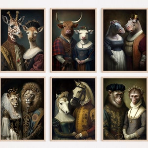 Aristocratic Animals, Big Bundle, Funny Animal Wall Art, Renaissance ...