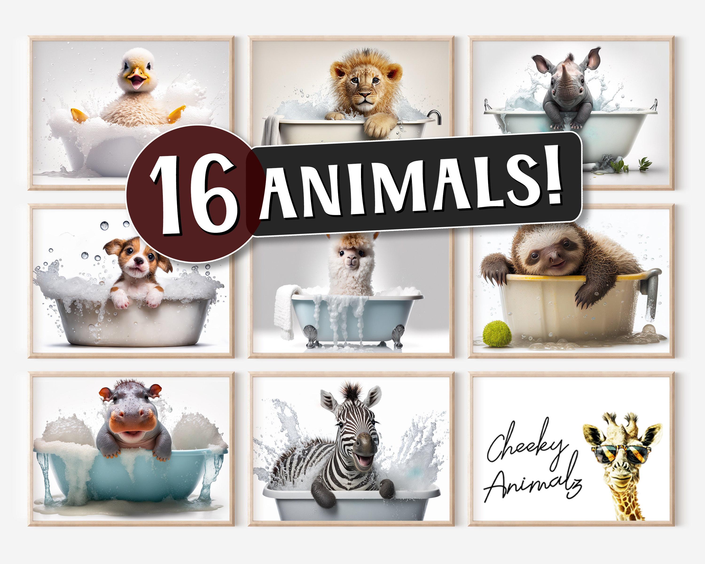 Cute Baby Animals in Bathtub Bundle of 16 Funny Animal - Etsy