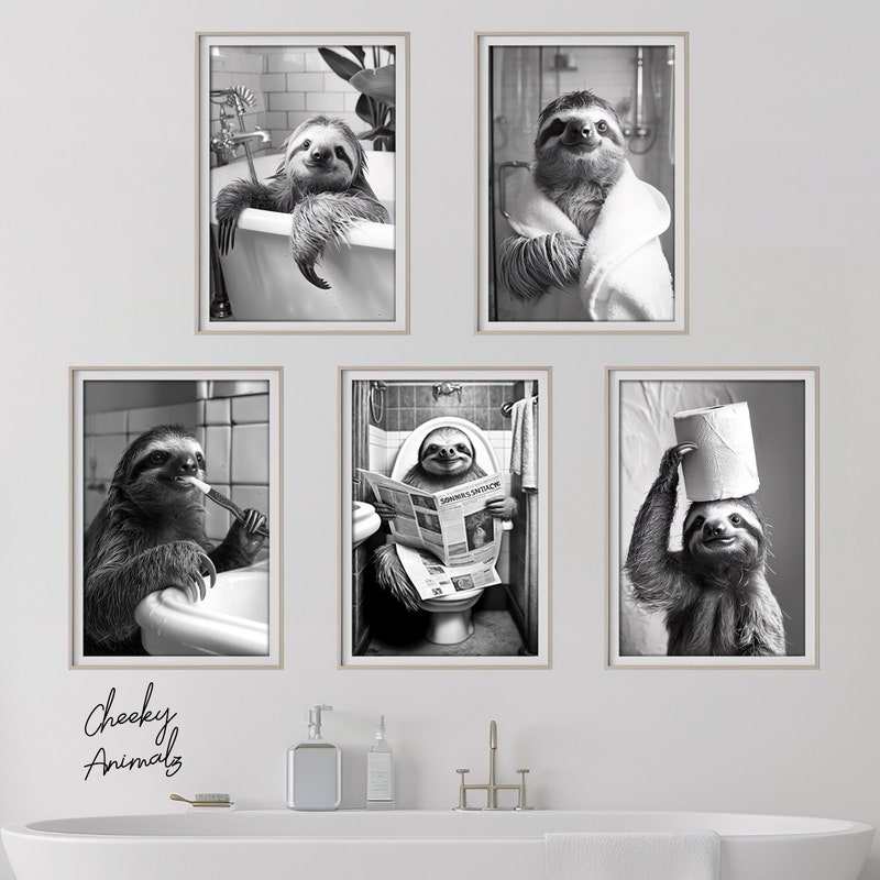 Bathroom Sloth Wall Art - Etsy