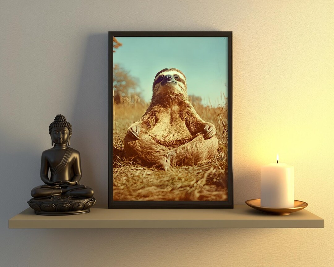 Yoga Sloth, Funny Animal Yoga Wall Art, Meditation Art, Cute Kids ...