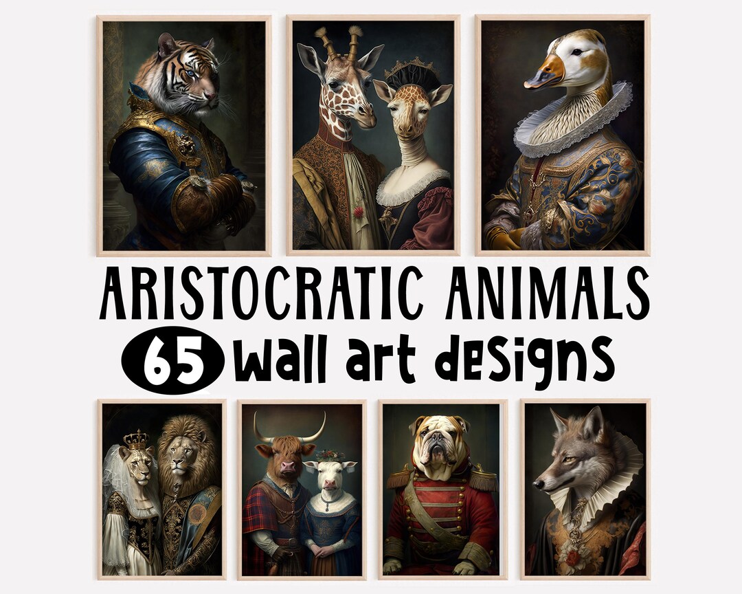 Renaissance Animal Portrait Prints: Funny Quirky Wall Art (digital ...