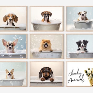 Dog Pups in Bathtub, Bundle of 20, Dogs in Bubble Bath, Funny Animal ...
