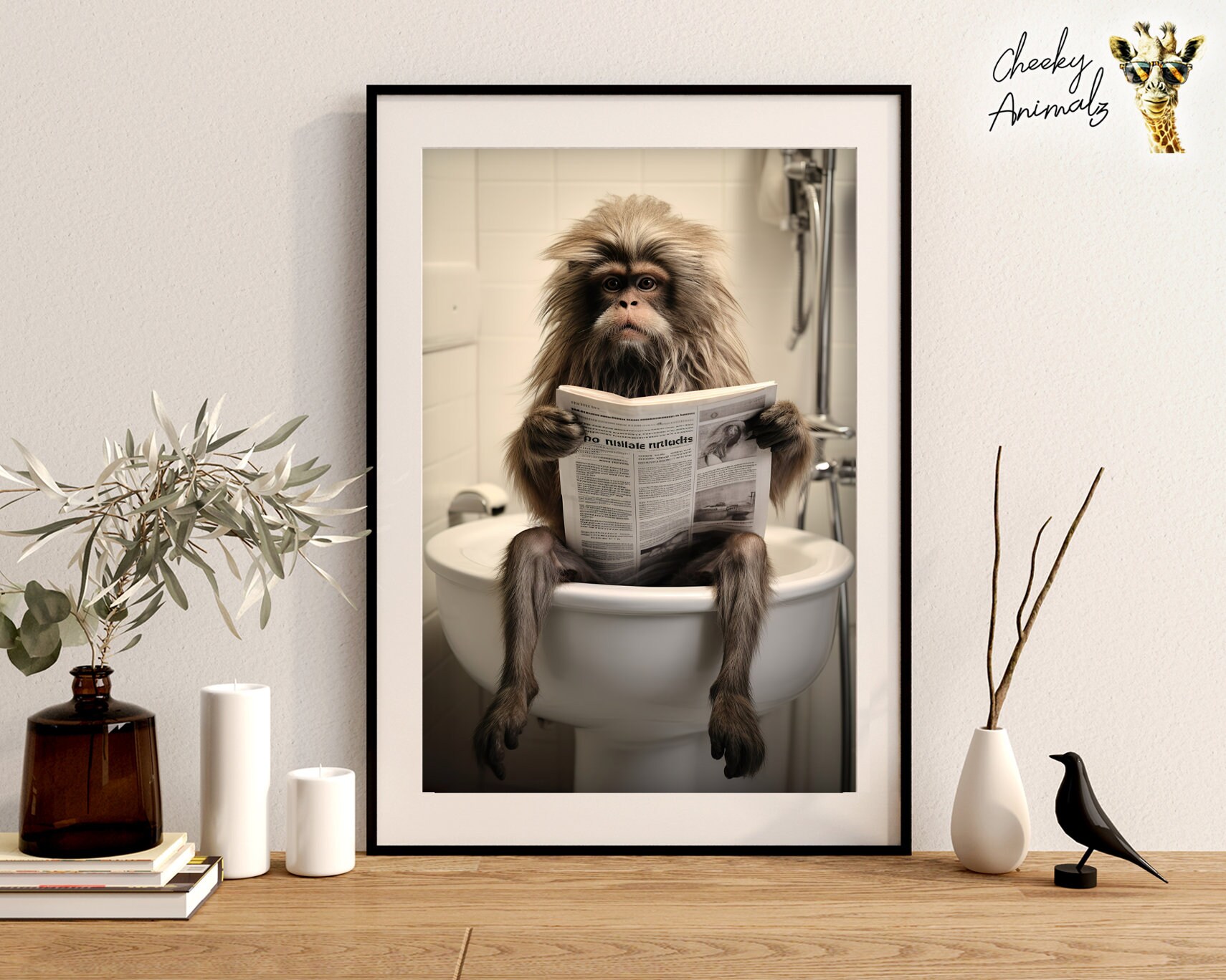 Funny Tamarin Monkey Bathroom Print: Toilet Wall Art (digital Download ...