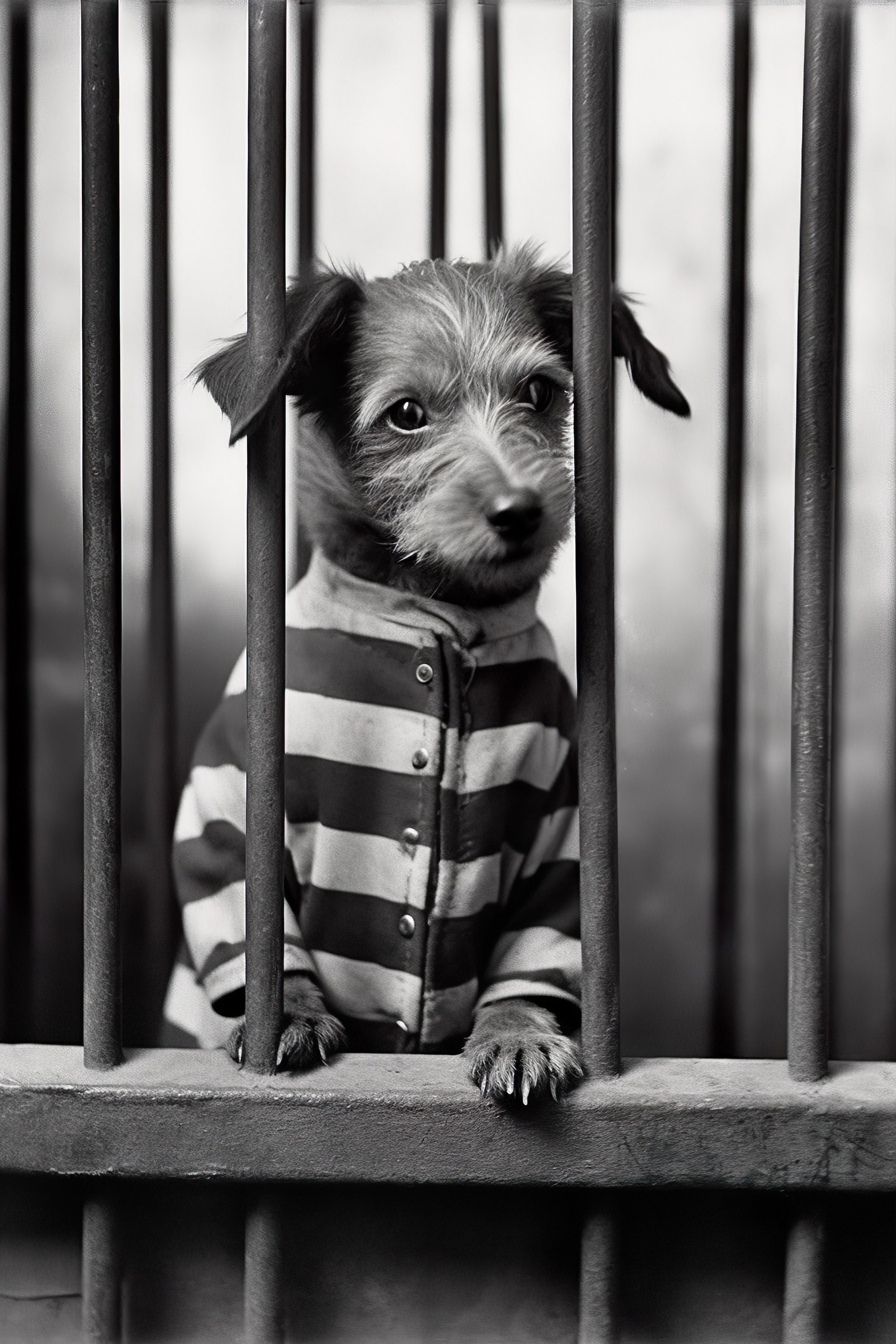 Dog in Prison Wearing a Striped Suit Funny Vintage Animal - Etsy Australia
