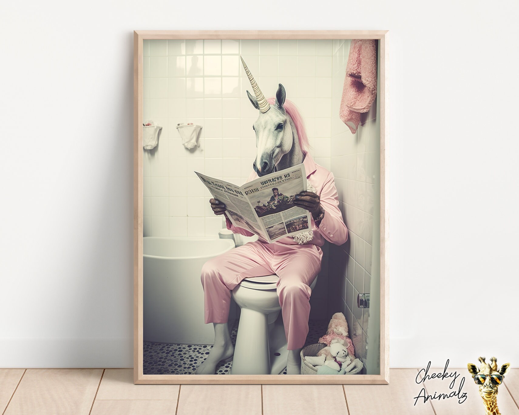 Unicorn Sitting on the Toilet Reading a Newspaper Funny - Etsy UK