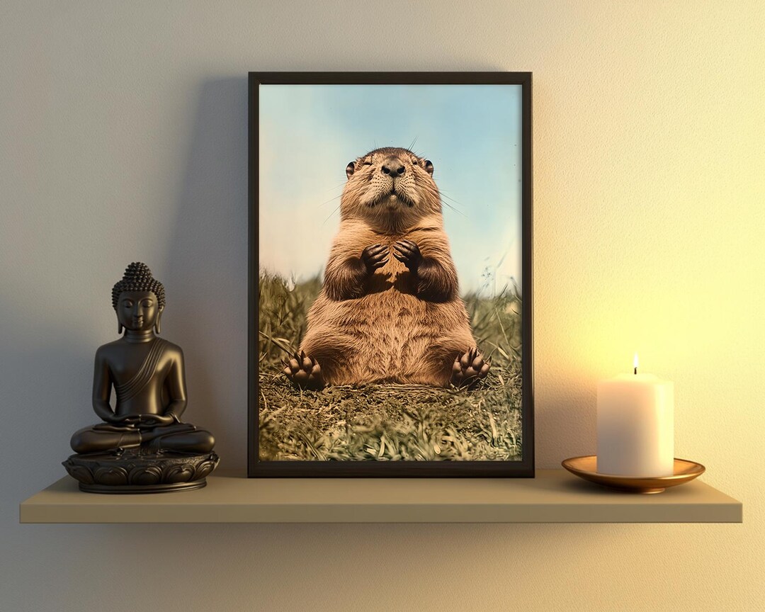 Yoga Beaver, Funny Animal Yoga Wall Art, Meditation, Cute Kids Nursery ...