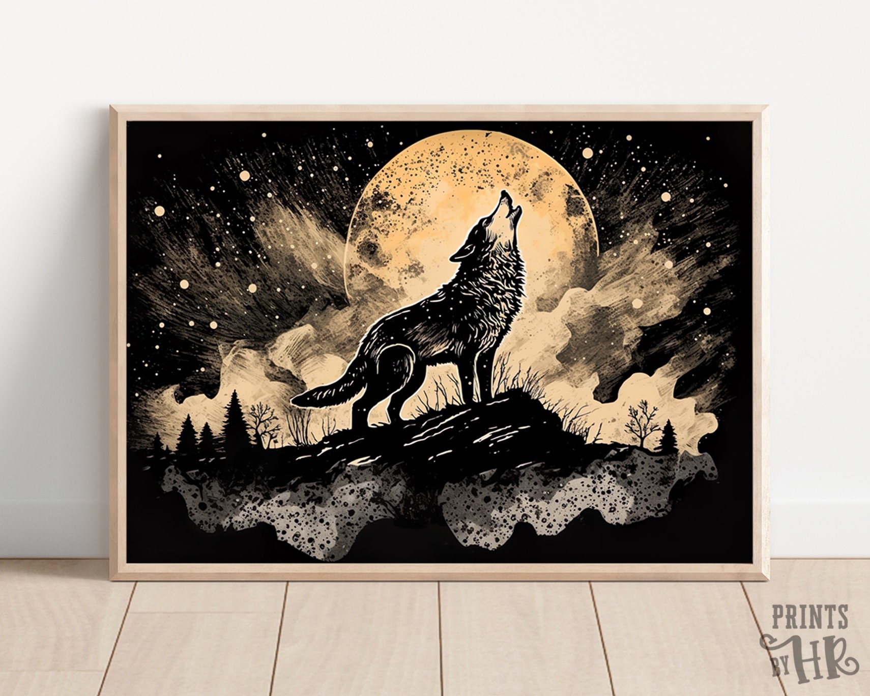 Wolf Howling at the Moon Stylish Animal Art Animal - Etsy