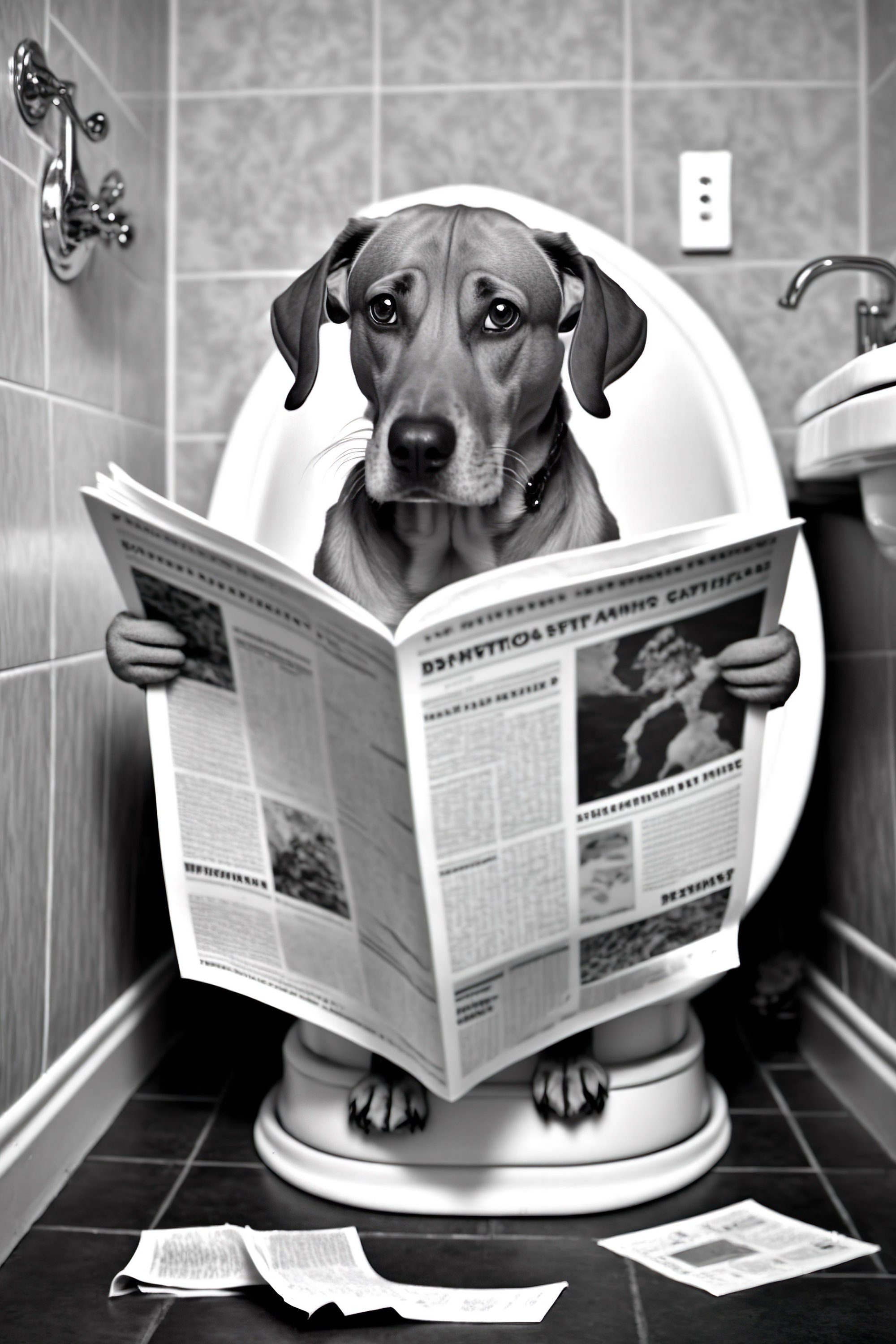 Animals Sitting on the Toilet Reading a Newspaper Bundle - Etsy UK