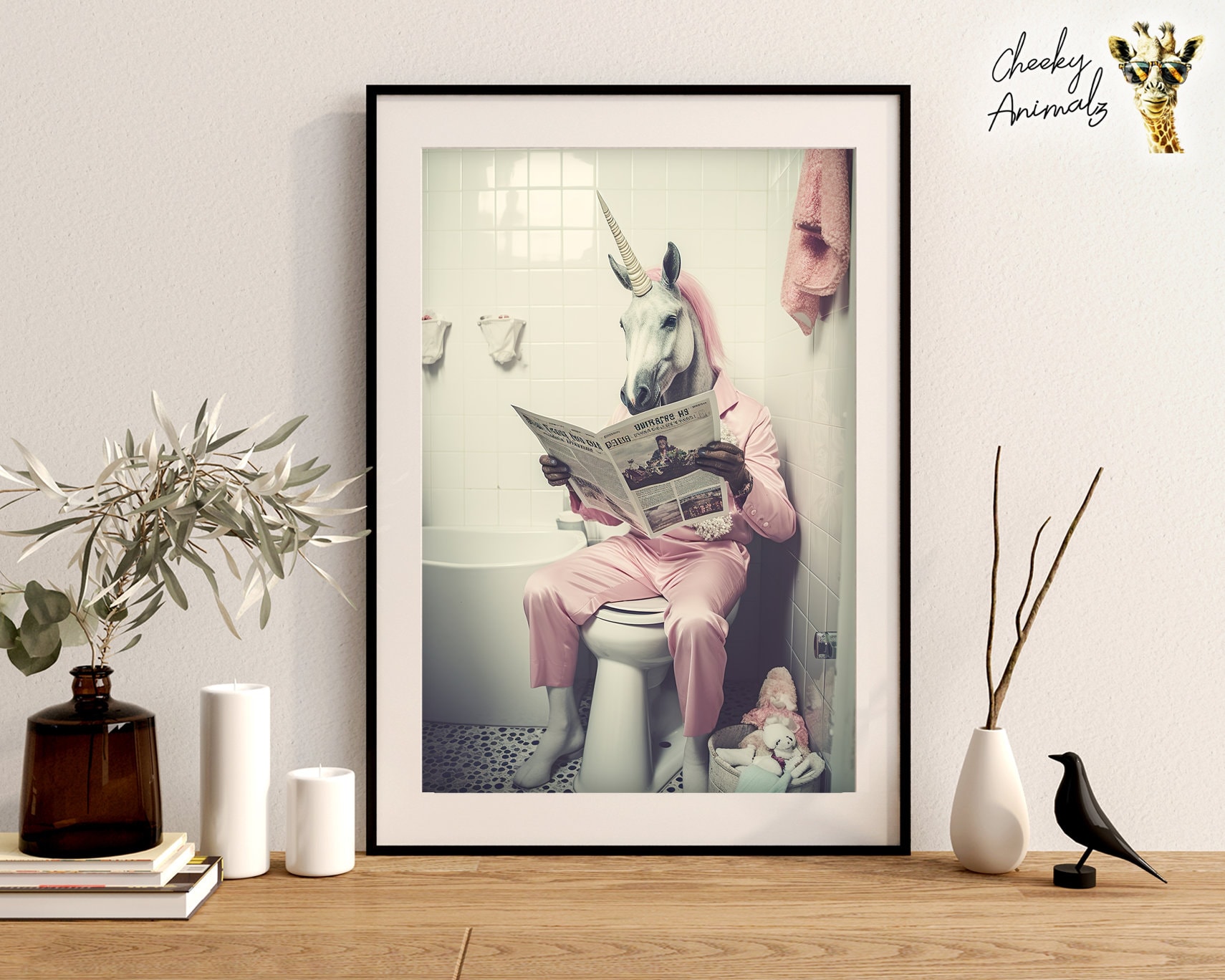 Unicorn Sitting on the Toilet Reading a Newspaper Funny - Etsy UK
