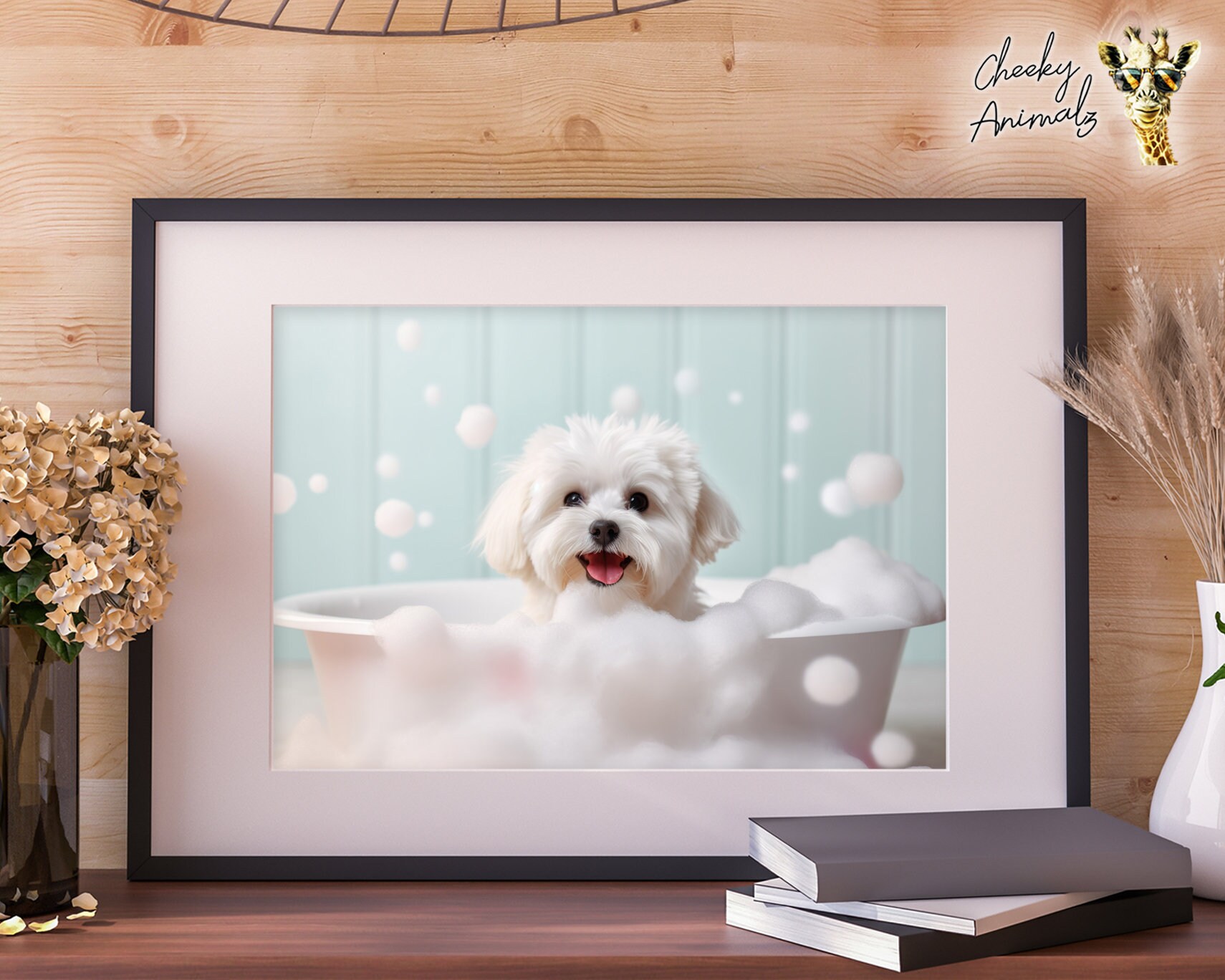 Dog Pups in Bathtub Bundle of 4 Cute Animals Funny Bathroom - Etsy