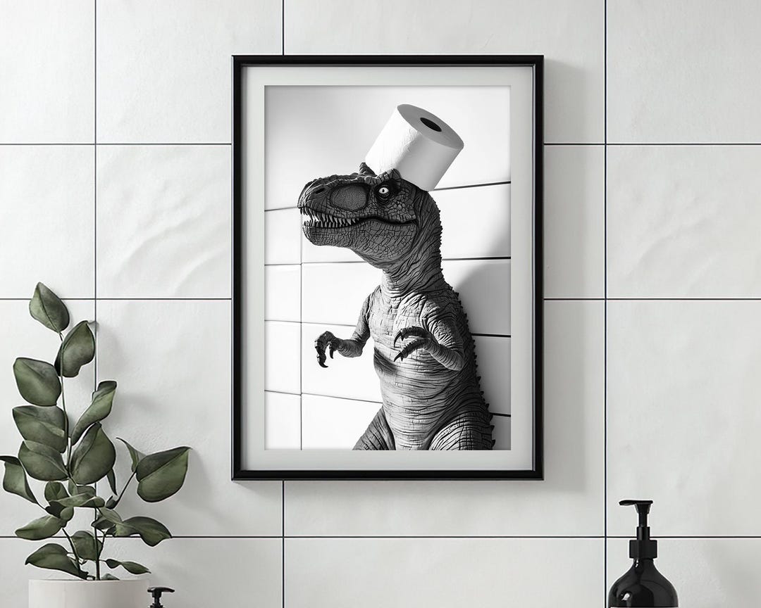 Funny T-rex Toilet Paper Bathroom Print: Dinosaur Humor (digital ...