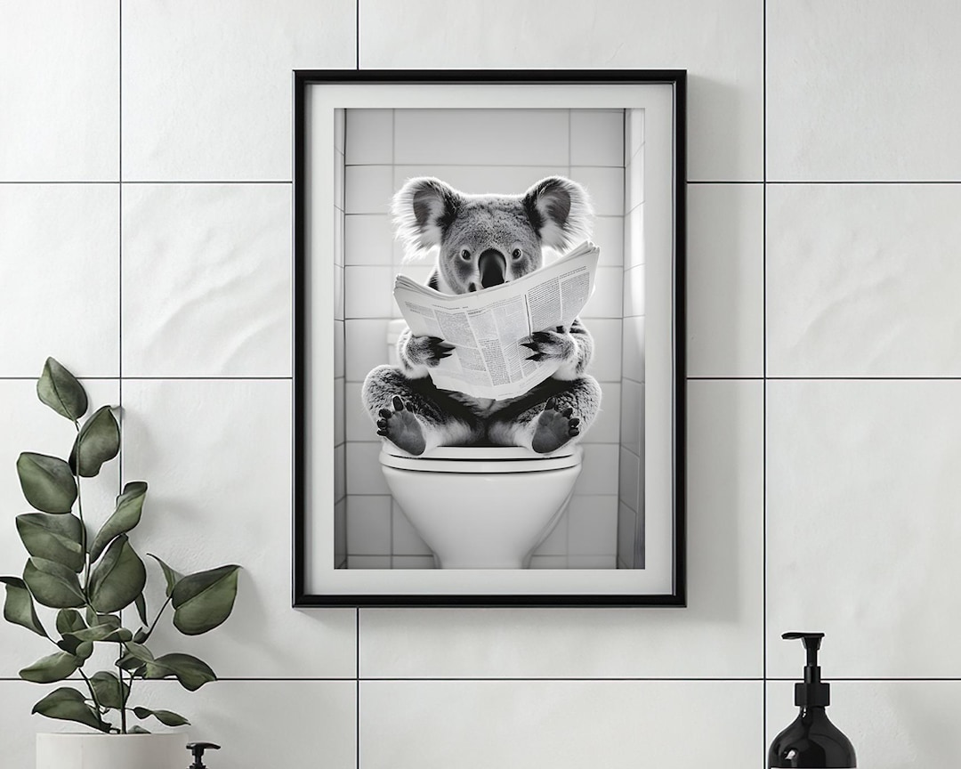 Funny Koala Bathroom Print: Retro Toilet Humor Wall Art (digital ...
